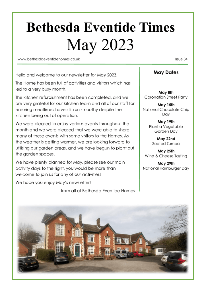 News Letters – Bethesda Eventide Homes